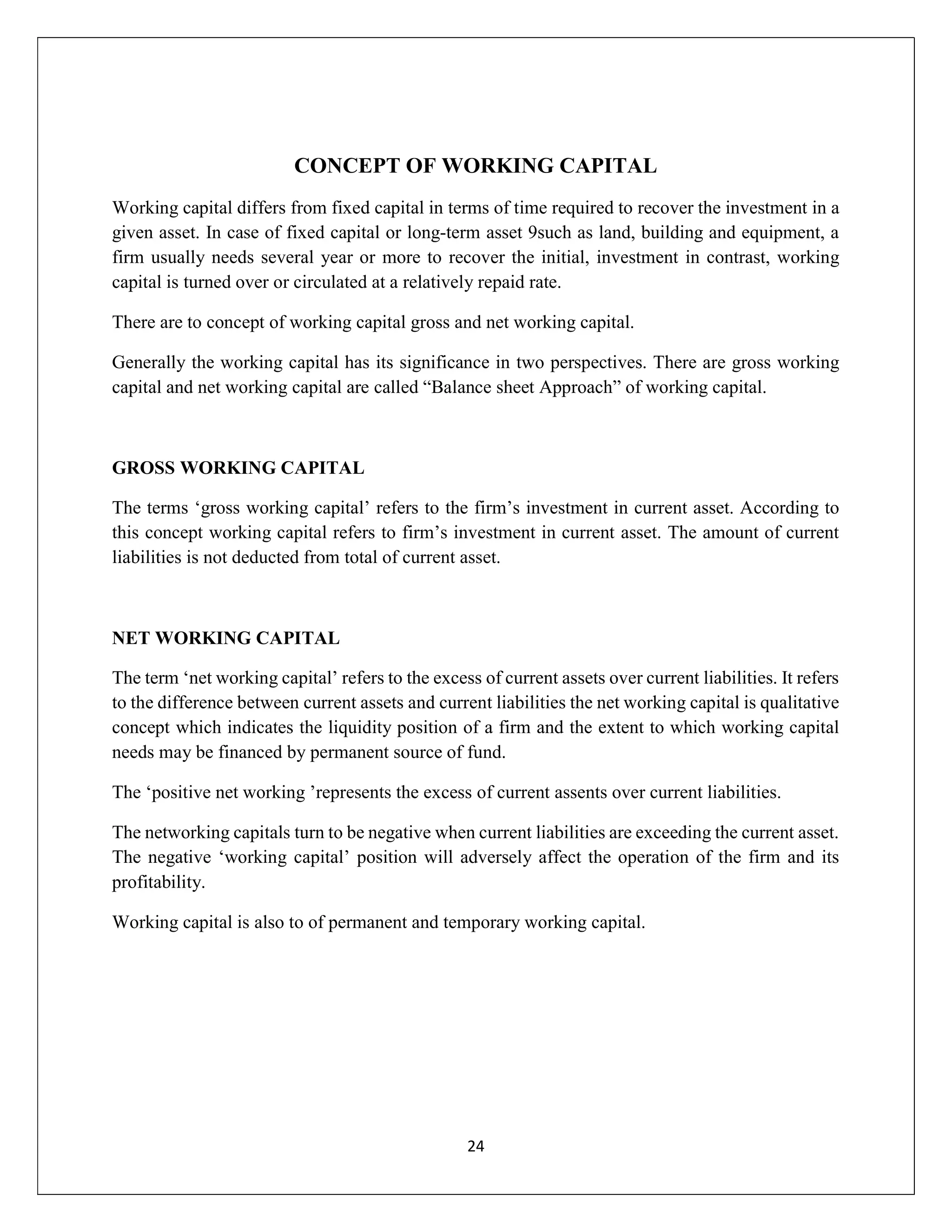 Working Capital Management - BBA PROJECT REPORT | PDF