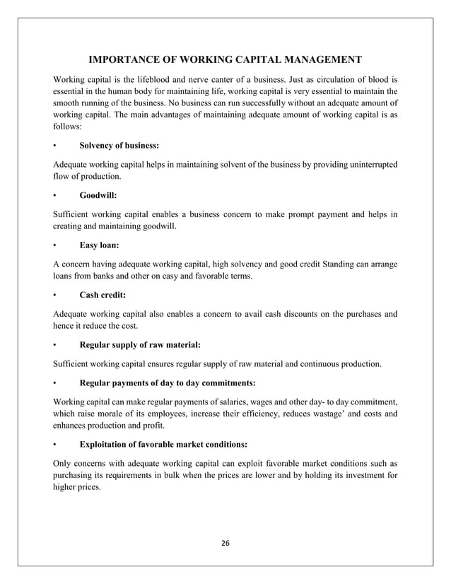 Working Capital Management - BBA PROJECT REPORT | PDF | Business ...