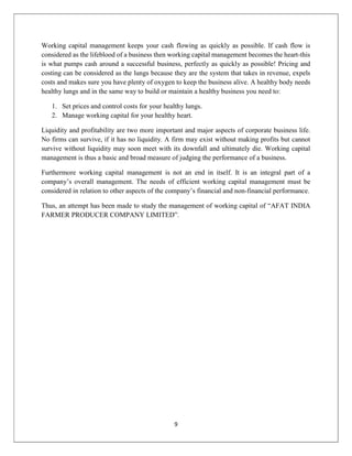 Working Capital Management - BBA PROJECT REPORT | PDF