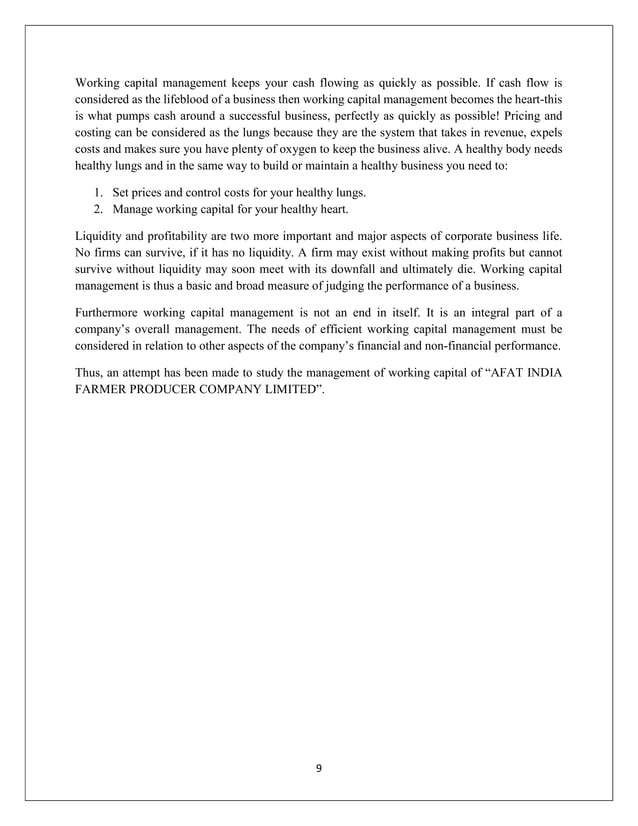 Working Capital Management - BBA PROJECT REPORT | PDF | Business ...