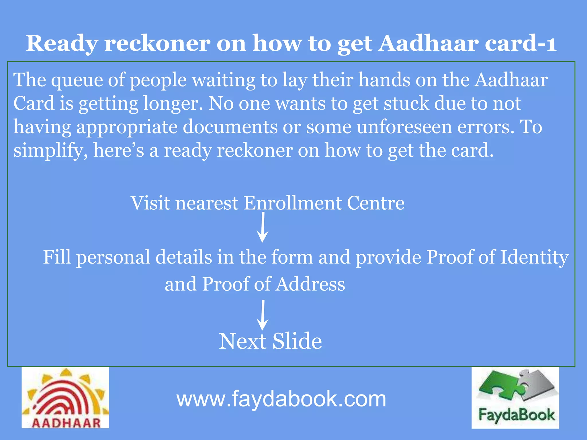 Aadhaar- complete guide to get your card | PPTX