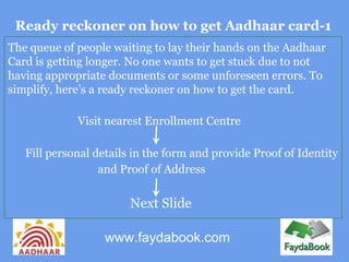 Aadhaar- complete guide to get your card | PPTX