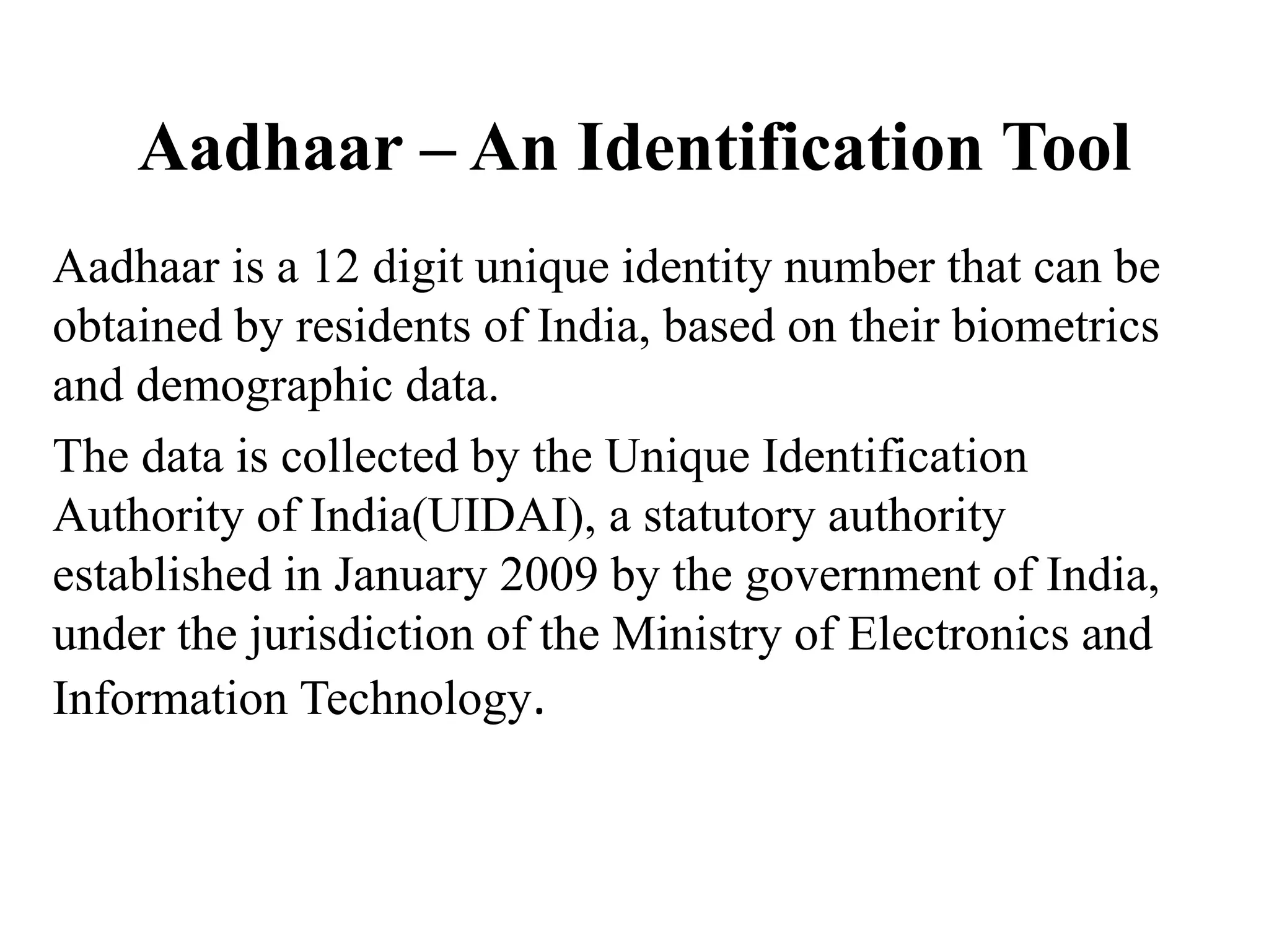 Aadhaar- National Identity proof | PPTX