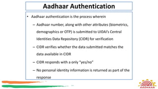 Aadhaar authentication school attendance | PPT