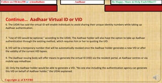 Aadhaar authentication how to use virtual id (vid) | PPTX