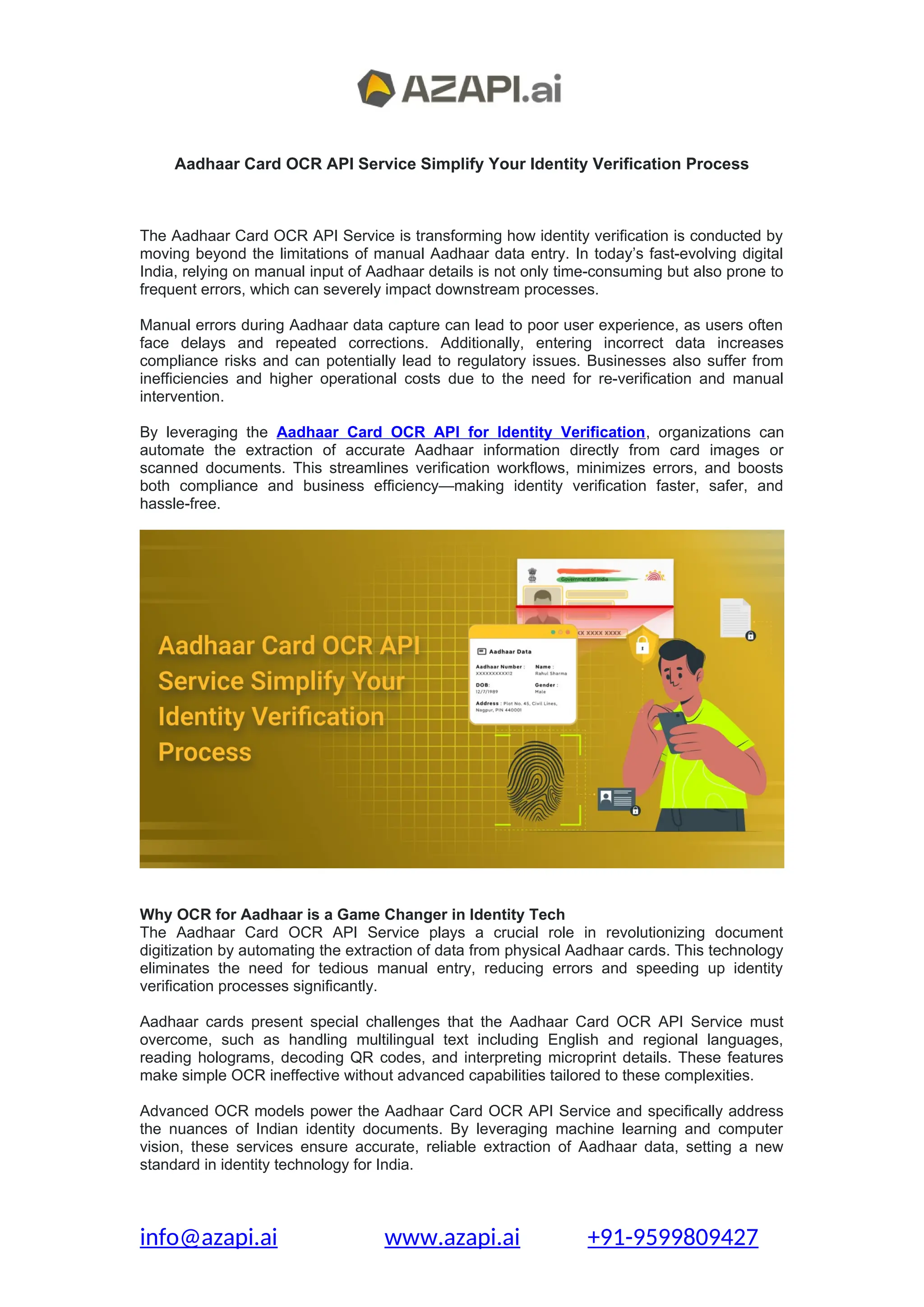 Aadhaar Card OCR API Service Simplify Your Identity Verification Process | DOCX