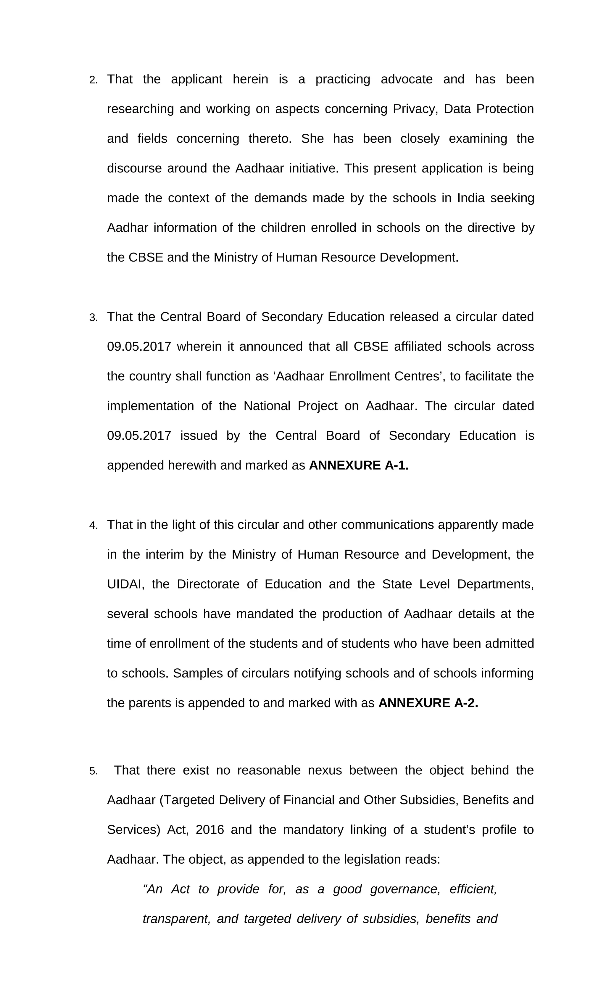 Aadhaar for School Admission | PDF