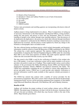 Aadhaar Project A Critical Analysis | PDF | Technology & Computing