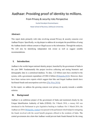 Aadhaar: Providing proof of identity to millions | PDF | Internet Safety | Parenting