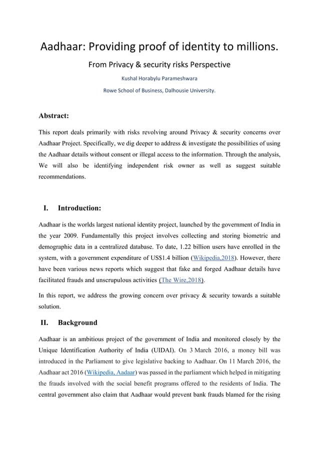 Aadhaar: Providing proof of identity to millions | PDF | Internet Safety | Parenting