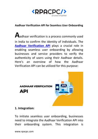 Aadhaar Verification API for Seamless User Onboarding.docx