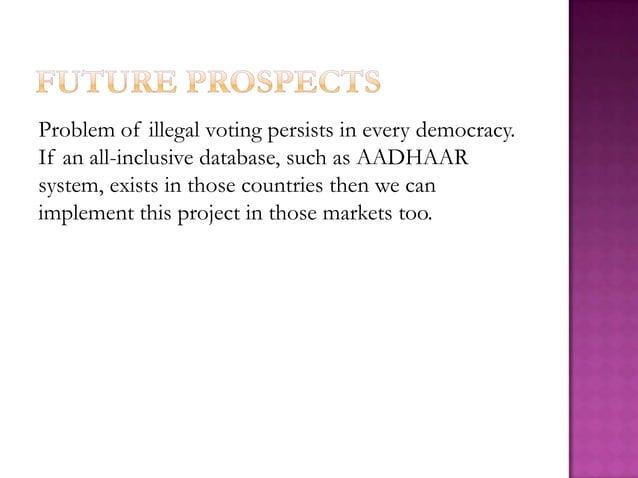 Aadhar based voting system | PPTX | Technology & Computing