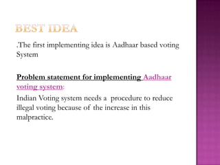 Aadhar based voting system | PPTX