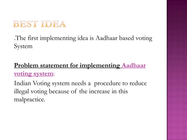 Aadhar based voting system | PPTX | Technology & Computing