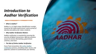 Aadhar Verification Online: Benefits and How to Use It | PPT