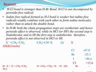 Addition reactions on C-C double bond | PPTX
