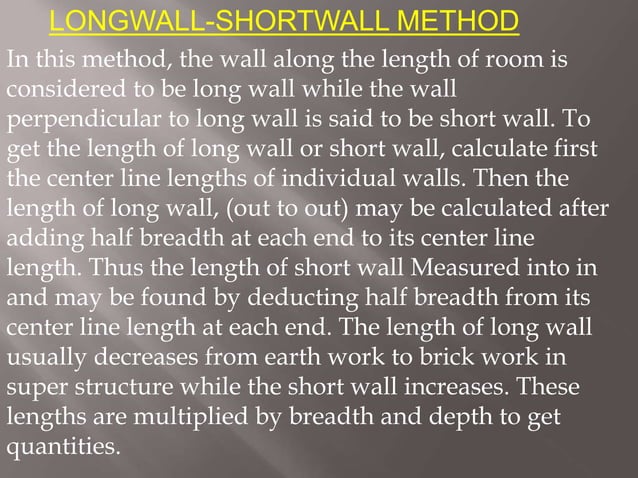 Quantity Surveying/longwall shortwall method/Earthwork- Civil ...