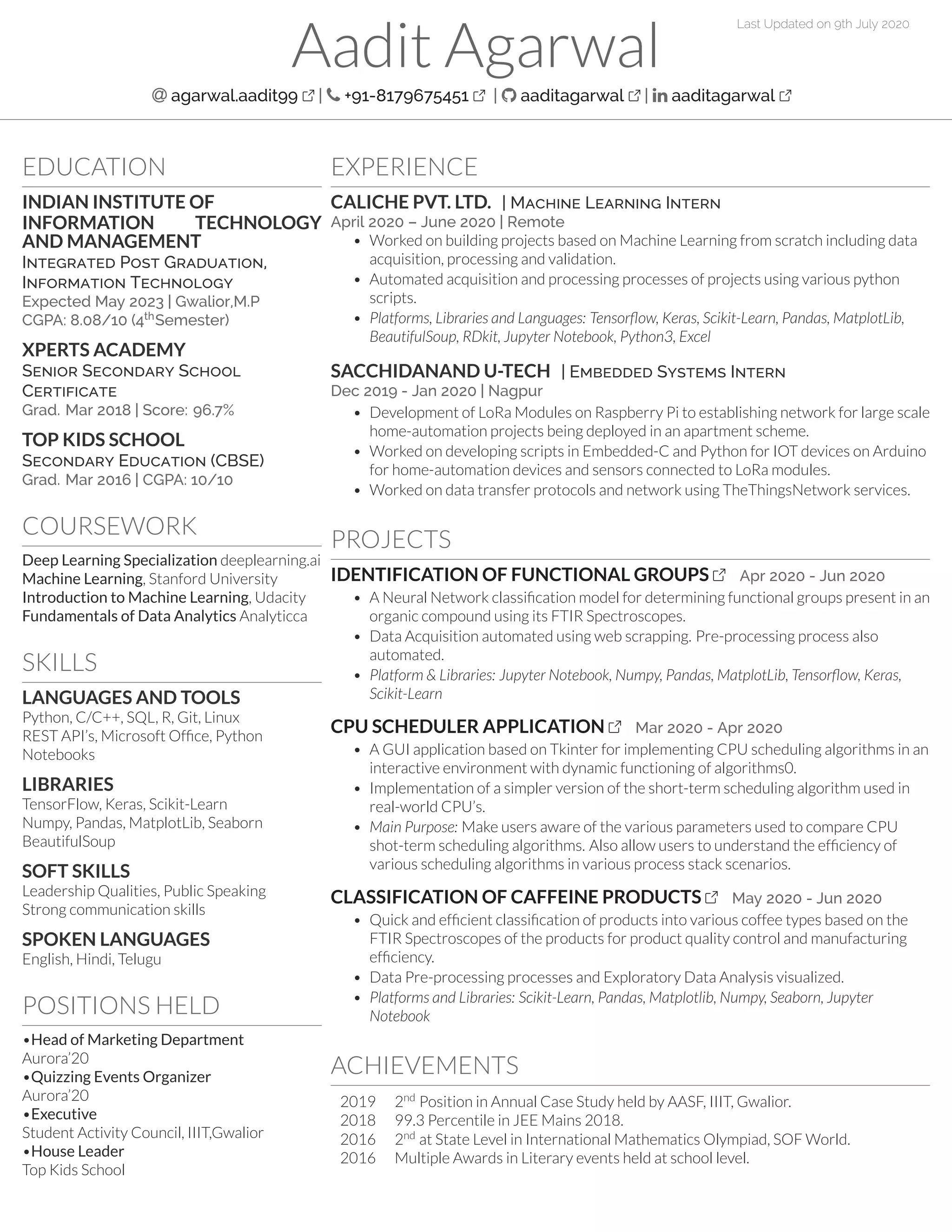 Aadit Agarwal Resume | PDF