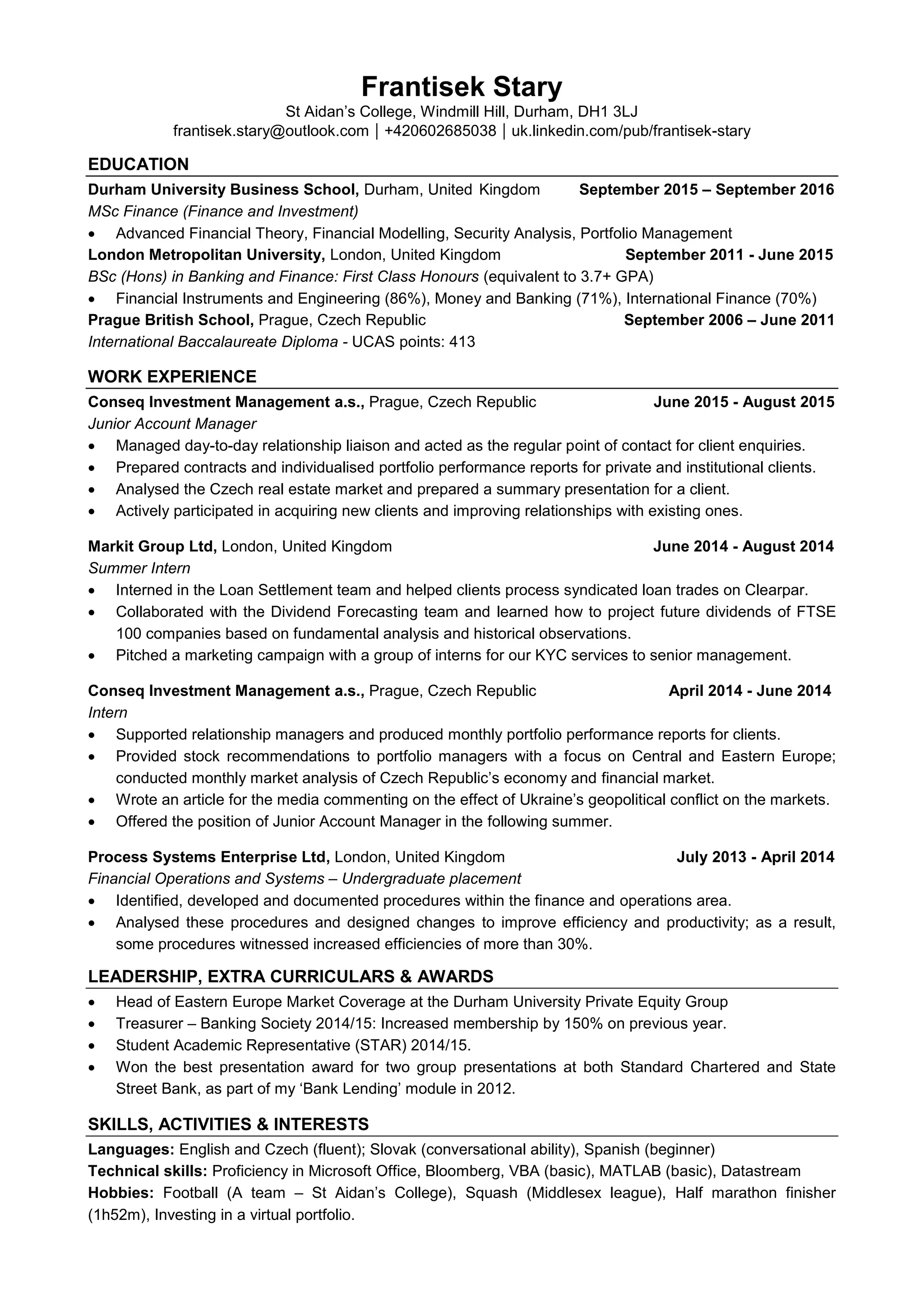 CV - Frantisek Stary | PDF