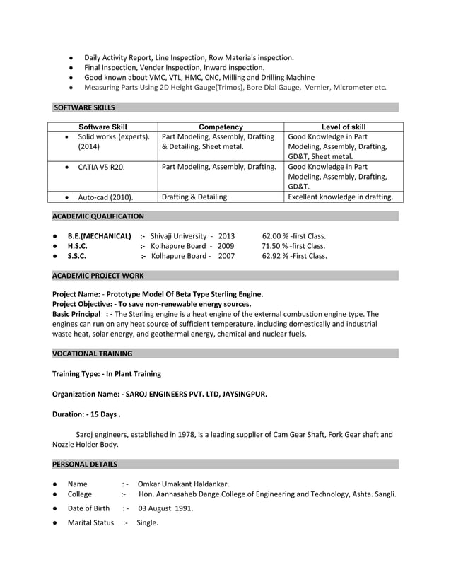 CV OF OMKAR HALDANKAR | DOC | Civil Engineering Industry | Industries