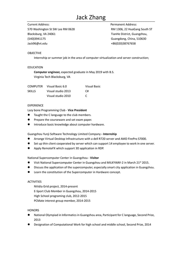 Jack Zhang Resume | PDF