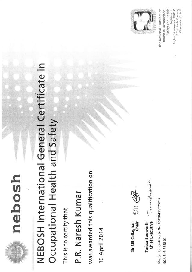 Nebosh Certificate 130315 | PDF
