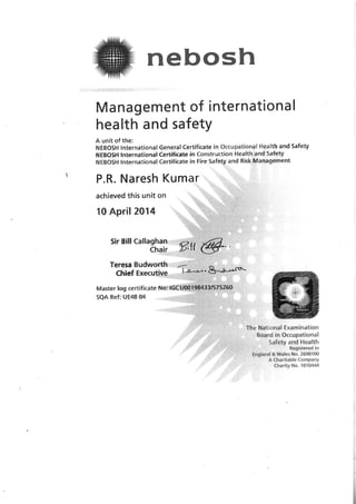 Nebosh Certificate 130315 | PDF