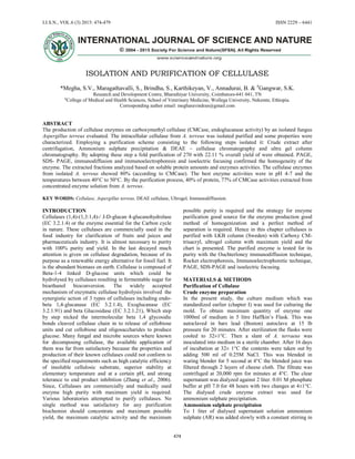 54.Isolation and purification of cellulase from Aspergillus terreus | PDF