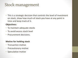 STOCK CONTROL MANAGEMENT | PPTX
