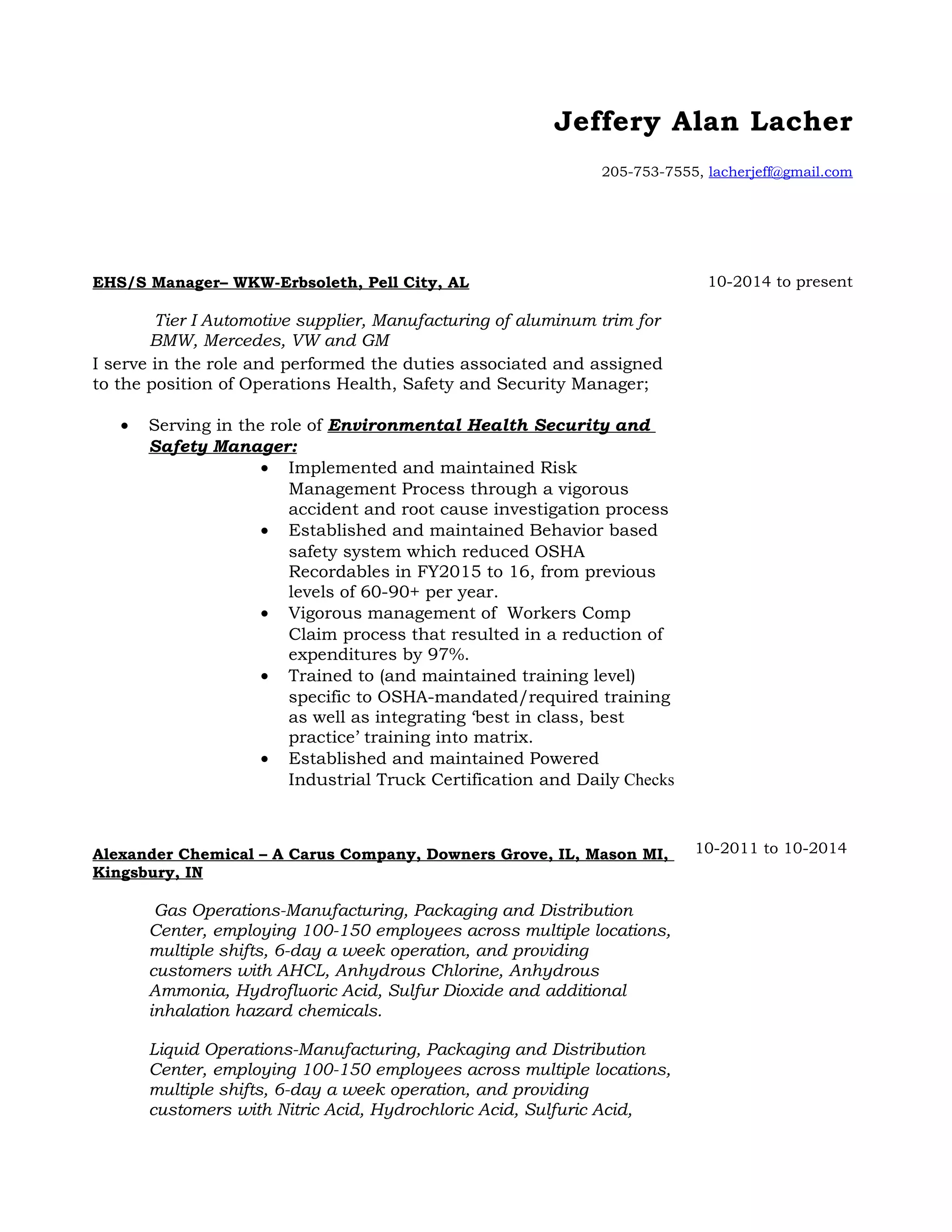 Jeffery_Alan_Lacher_Resume1 | DOC | Environmental Services Industry ...