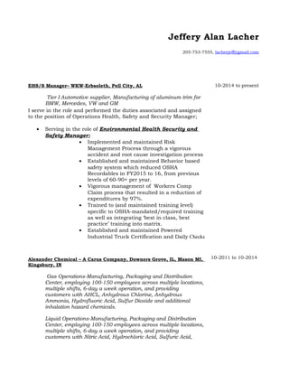 Jeffery_Alan_Lacher_Resume1 | DOC | Environmental Services Industry ...