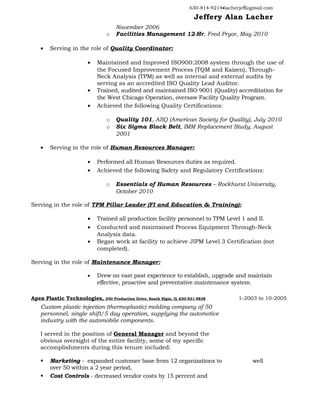 Jeffery_Alan_Lacher_Resume1 | DOC | Environmental Services Industry ...
