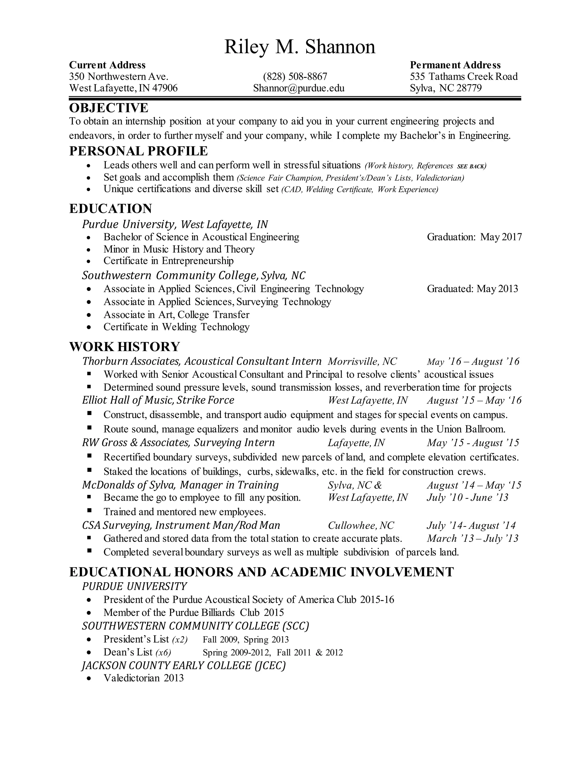 Resume '16 | DOCX | Undergraduate Education | College Education