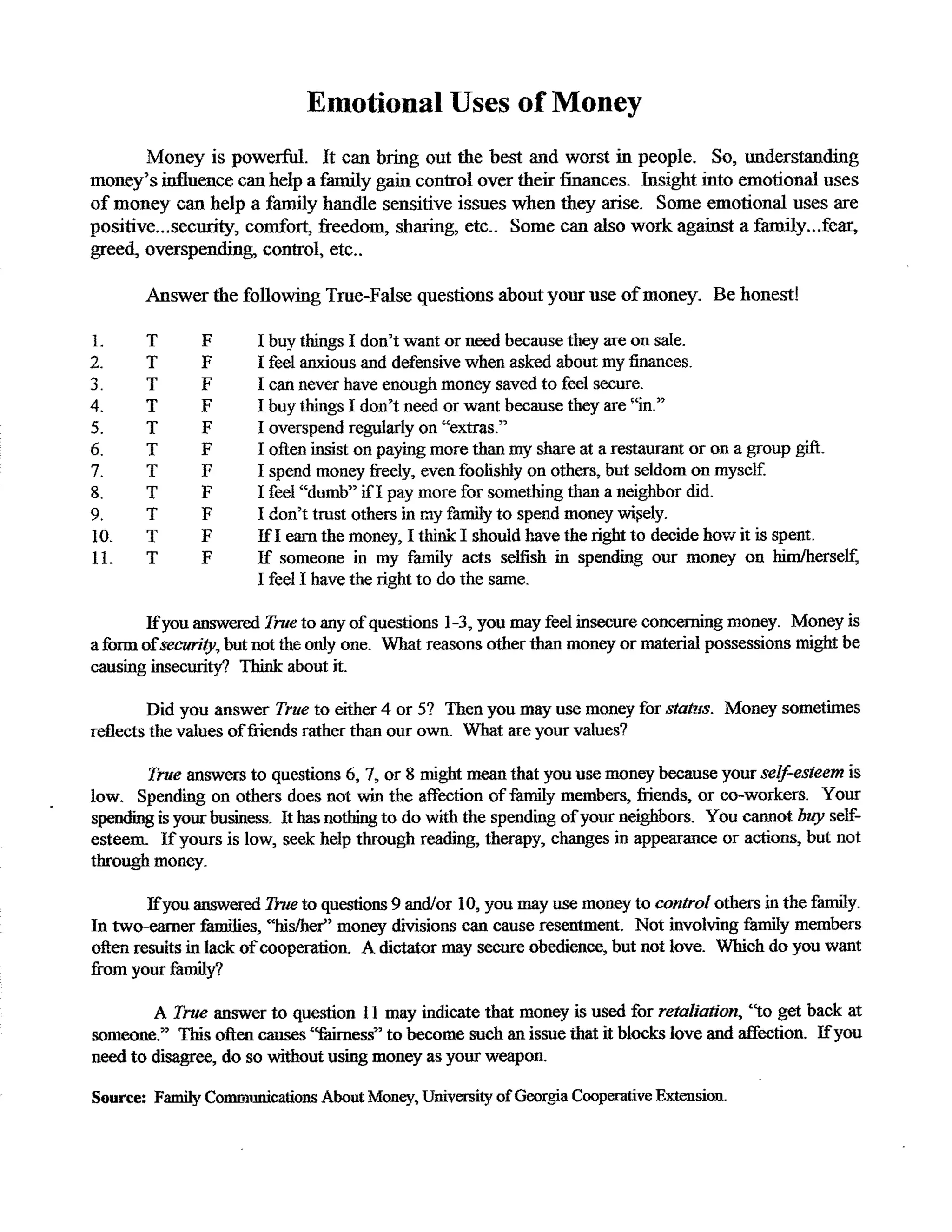 Understanding Your Relationship to Money-Handout Packet-06-18 | PDF