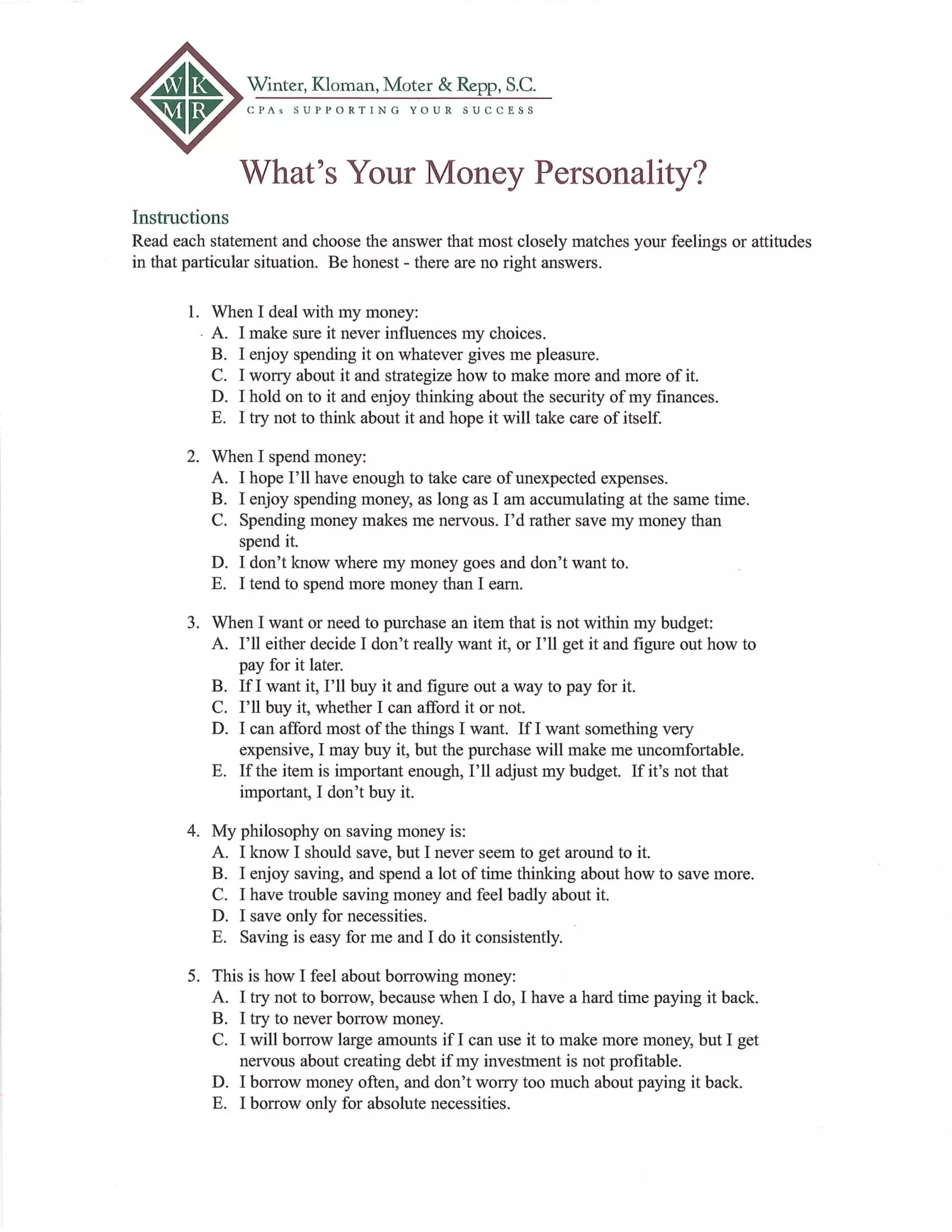 Understanding Your Relationship to Money-Handout Packet-06-18 | PDF