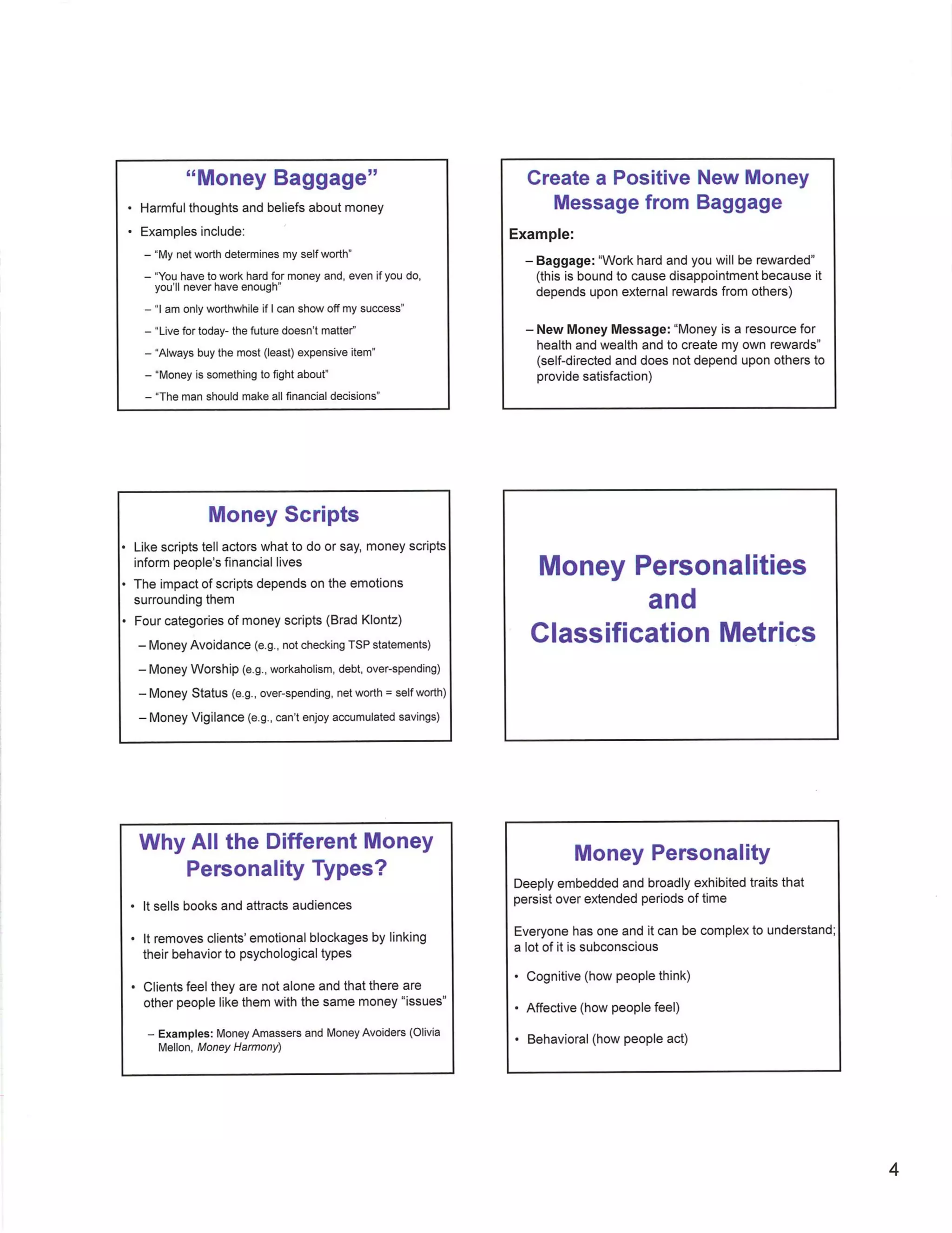 Understanding Your Relationship to Money-Handout Packet-06-18 | PDF
