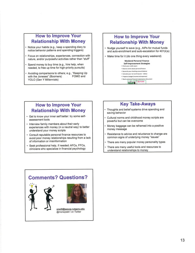 Understanding Your Relationship to Money-Handout Packet-06-18 | PDF