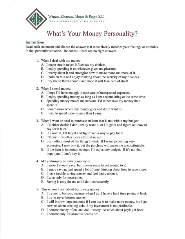 Understanding Your Relationship to Money-Handout Packet-06-18 | PDF