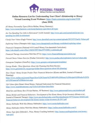 Understanding Your Relationship to Money-Handout Packet-06-18 | PDF ...