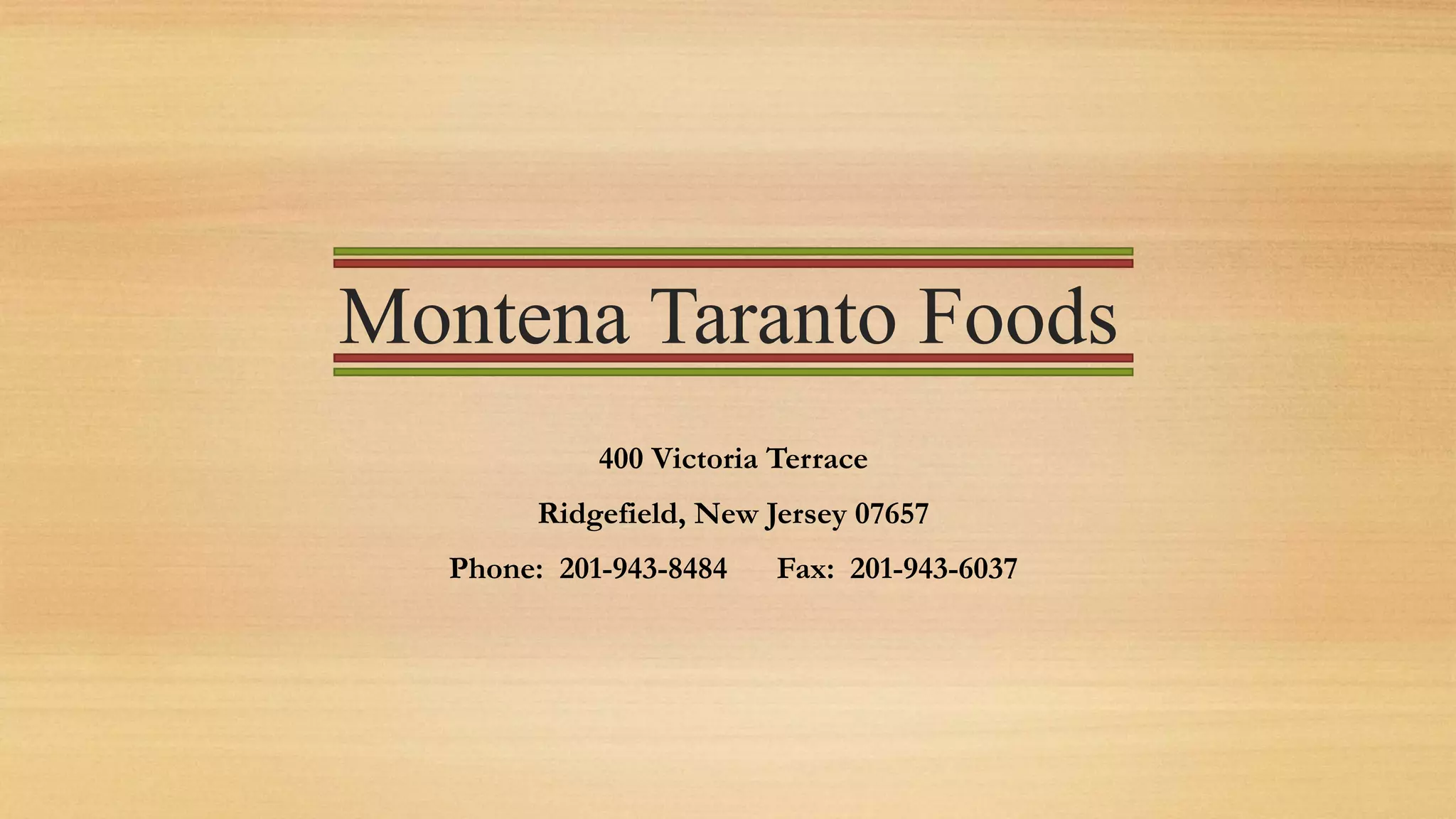 Montena Taranto Foods Product List | PPSX