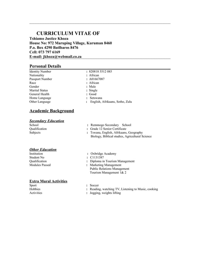 JUSTICE KHOZA UPDATED CV REV 6 | DOC