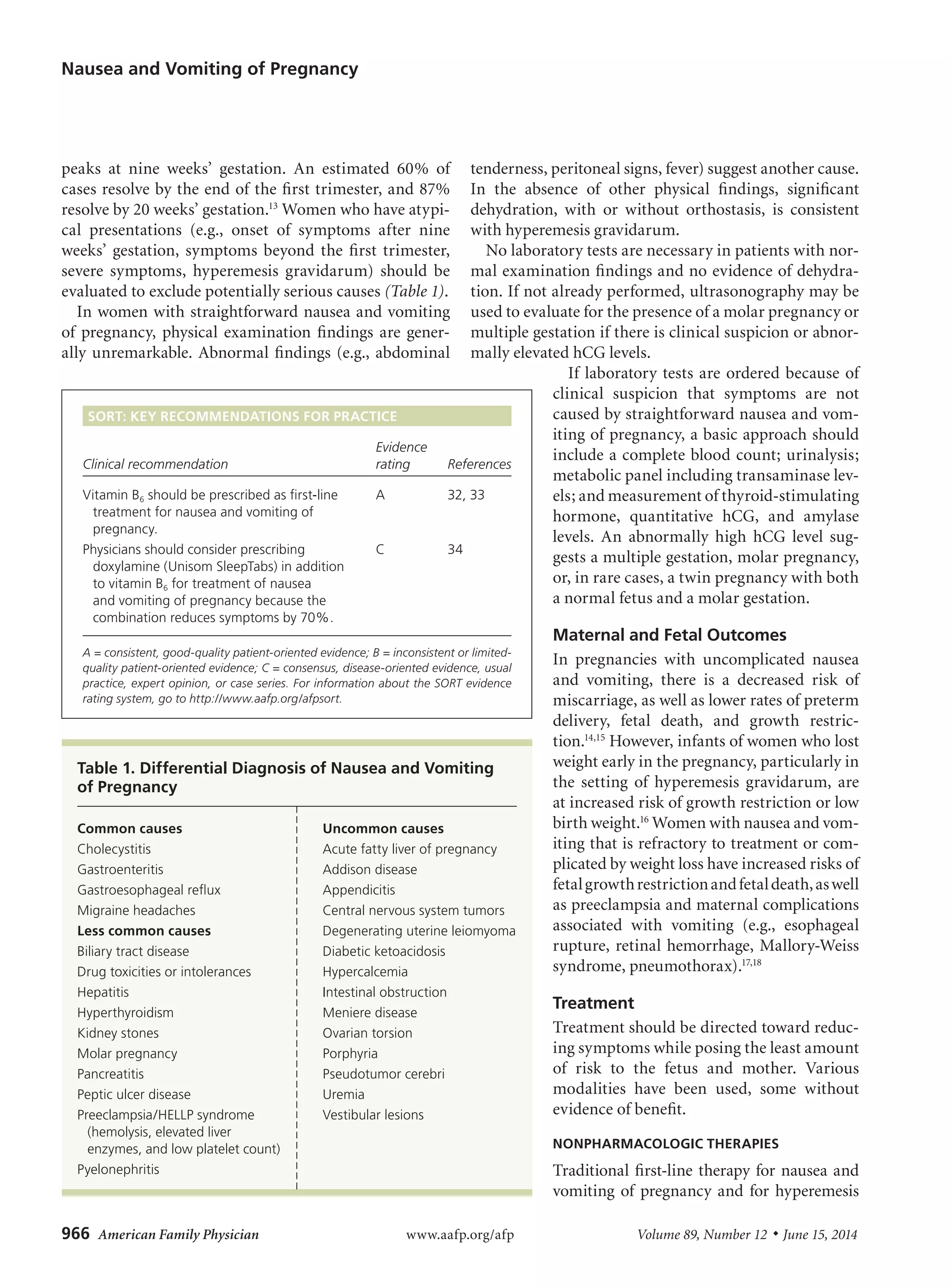 [Aafp2014] nausea and vomiting of pregnancy | PDF