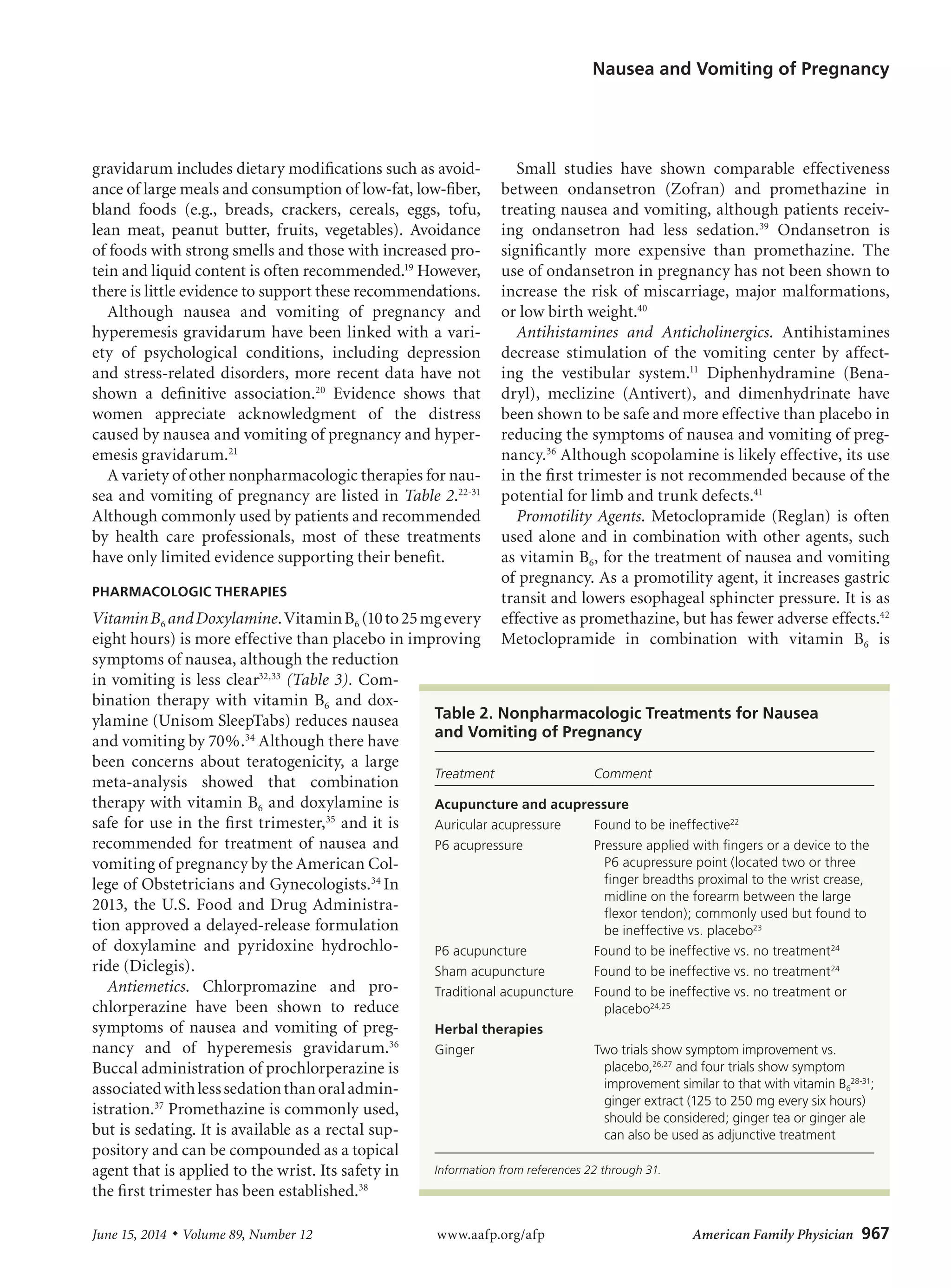 [Aafp2014] nausea and vomiting of pregnancy | PDF