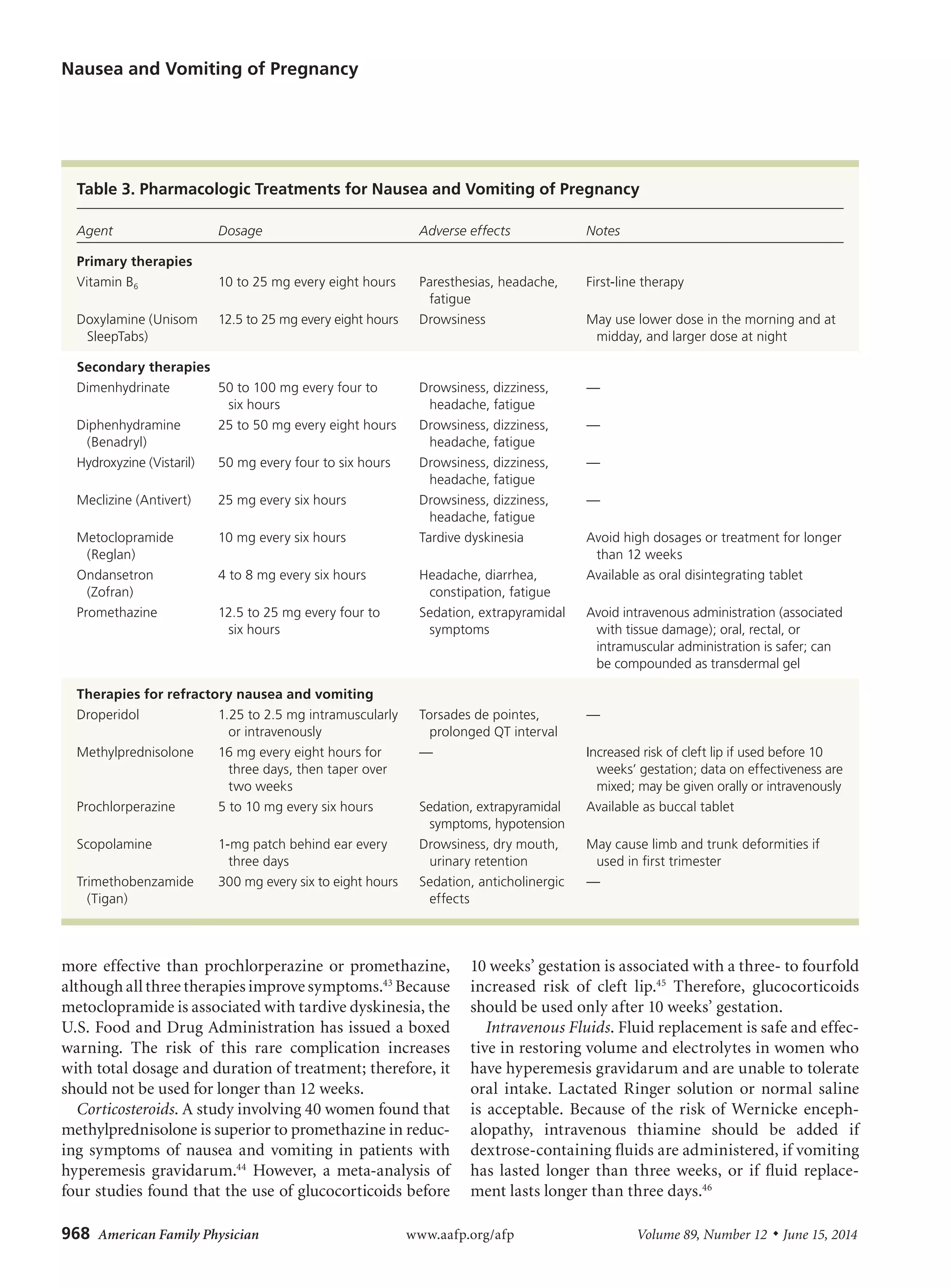 [Aafp2014] nausea and vomiting of pregnancy | PDF