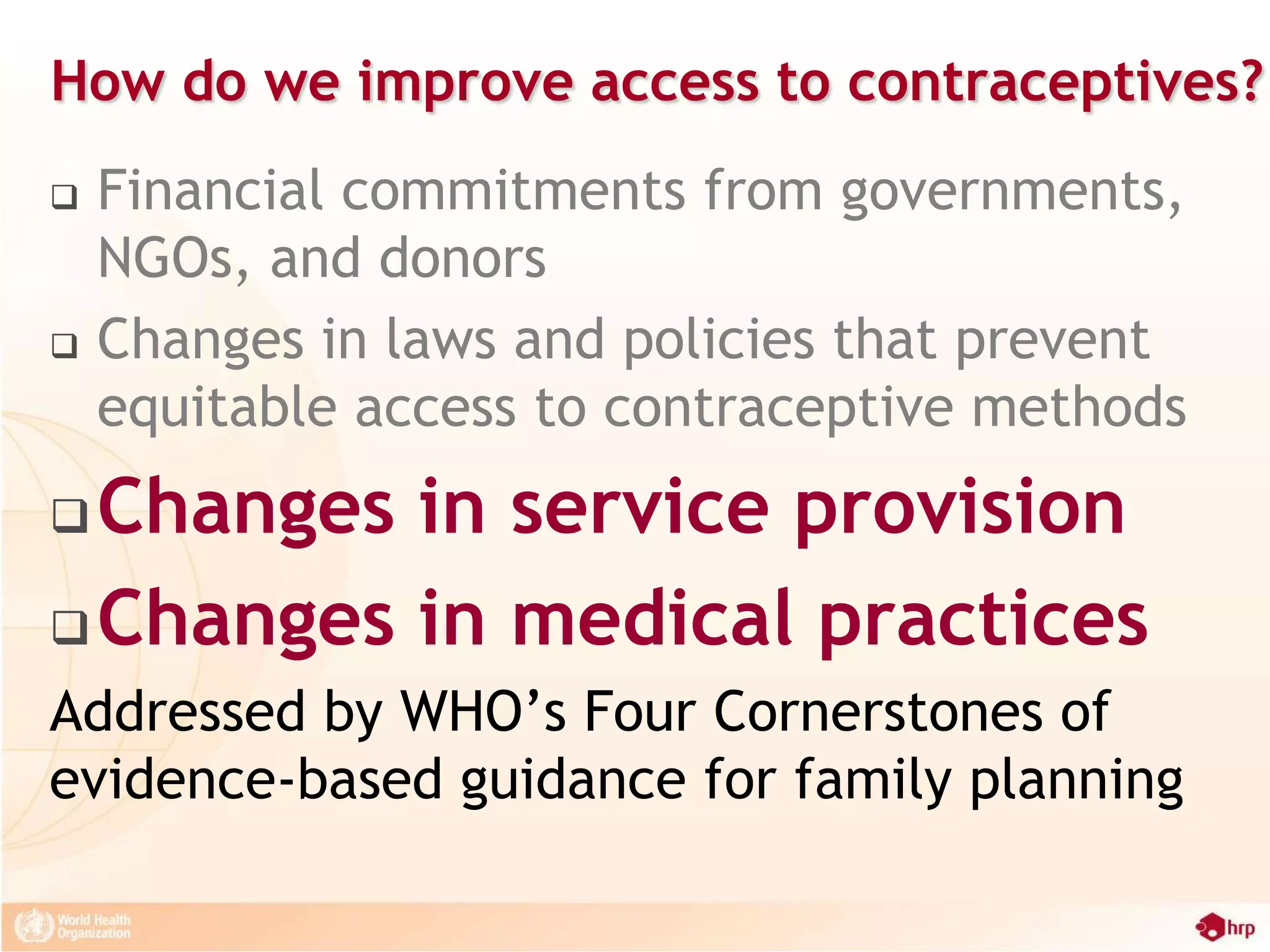 WHO's Medical Eligibility Criteria: Global Contraceptive Guidance | PPTX