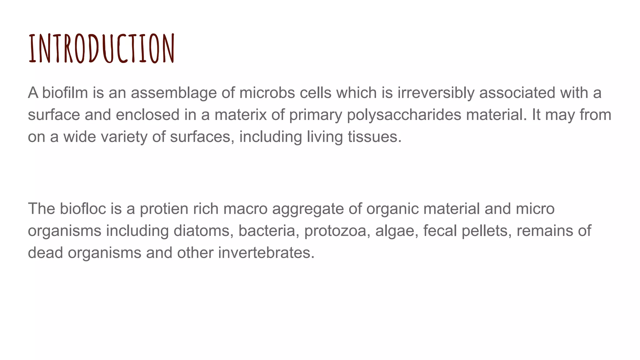 Importance of biofilm biofloc and pheriphytons in aquatic health ...