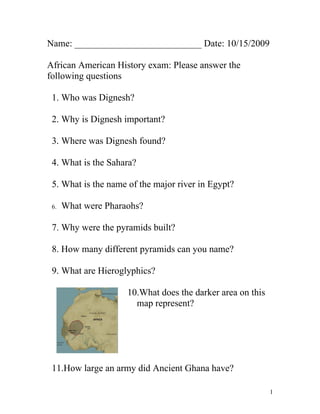 African American History Unit Test | DOC