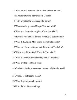 African American History Unit Test | DOC