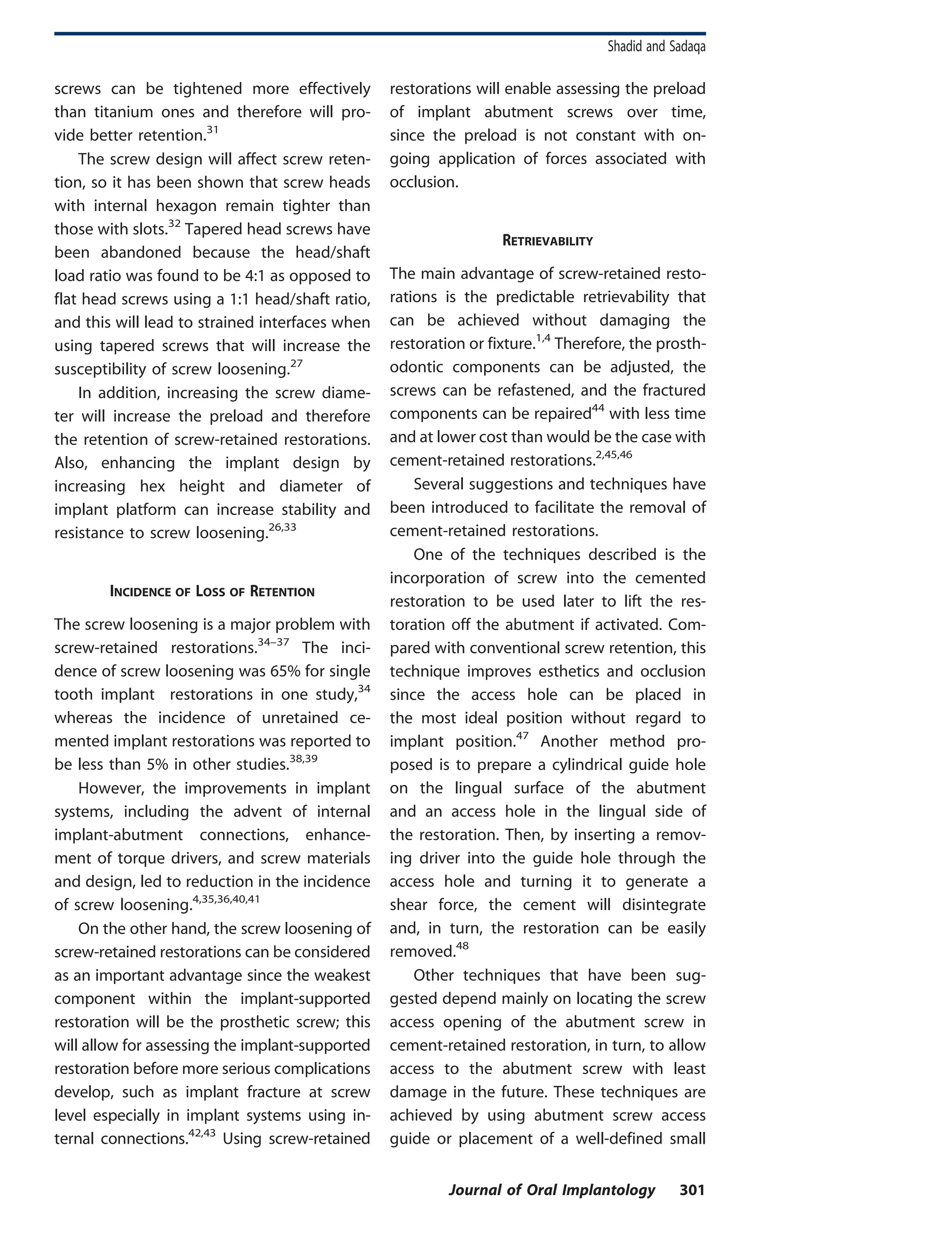 cement-retained versus screw-retained implant restorations | PDF