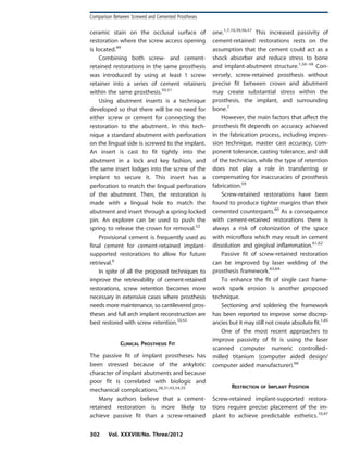 cement-retained versus screw-retained implant restorations | PDF